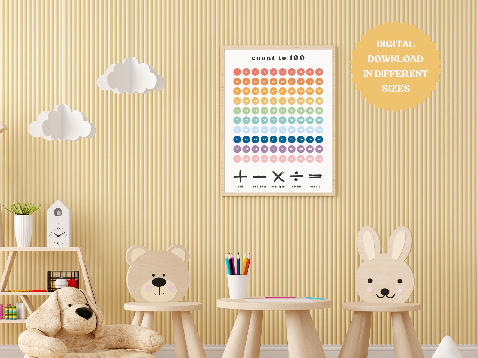 Rainbow Coloured Count to 100 Educational Poster, Math Poster ...