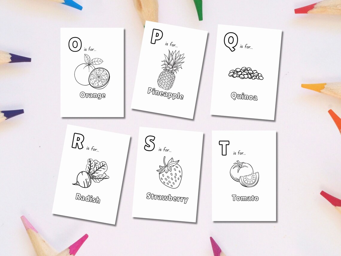 ABC Coloring Book, ABC Food Alphabet, ABC Coloring Pages, My Favourite ...
