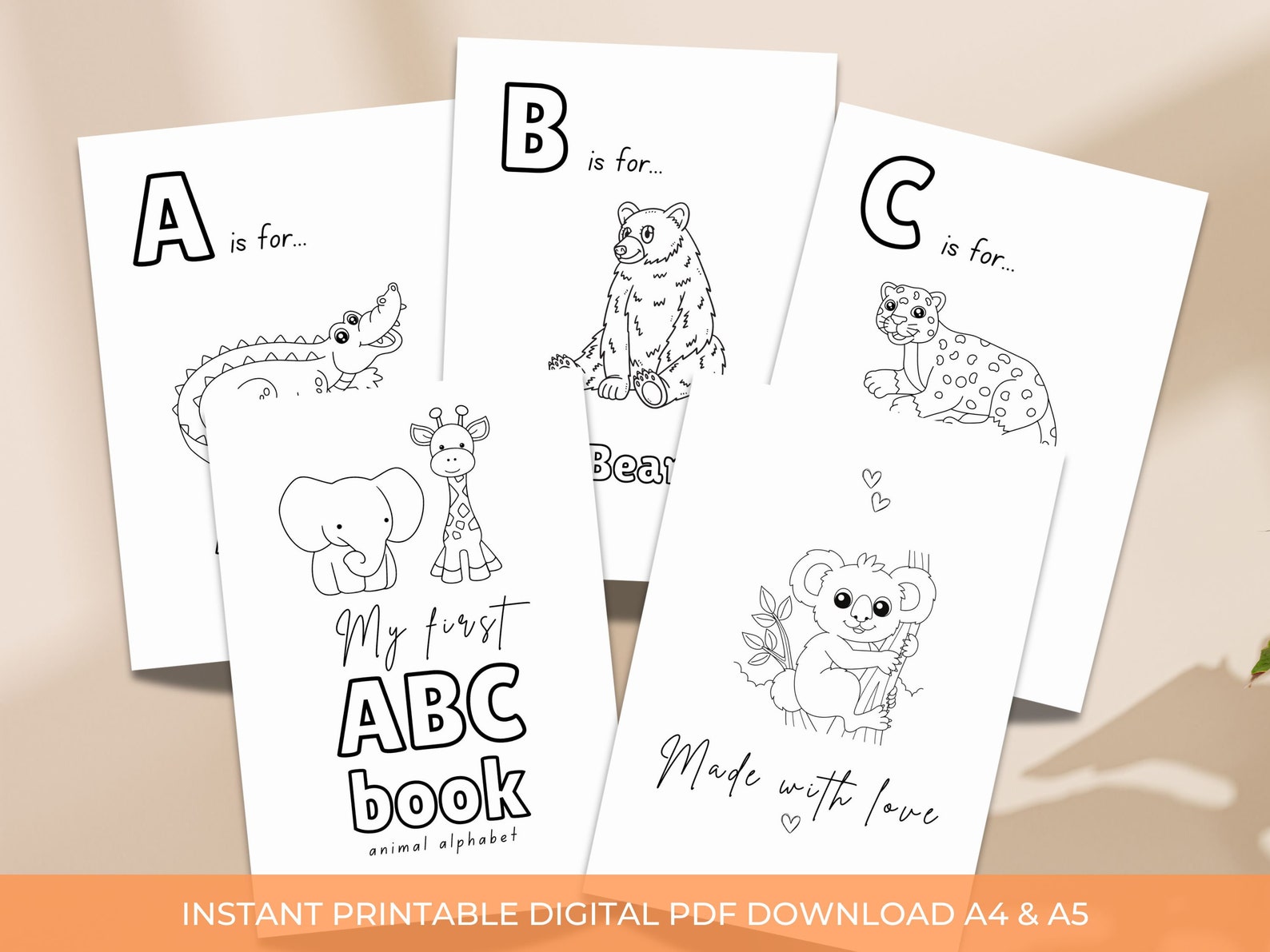 ABC Coloring Book, ABC Animal Coloring Book, Animal Alphabet, My First ...