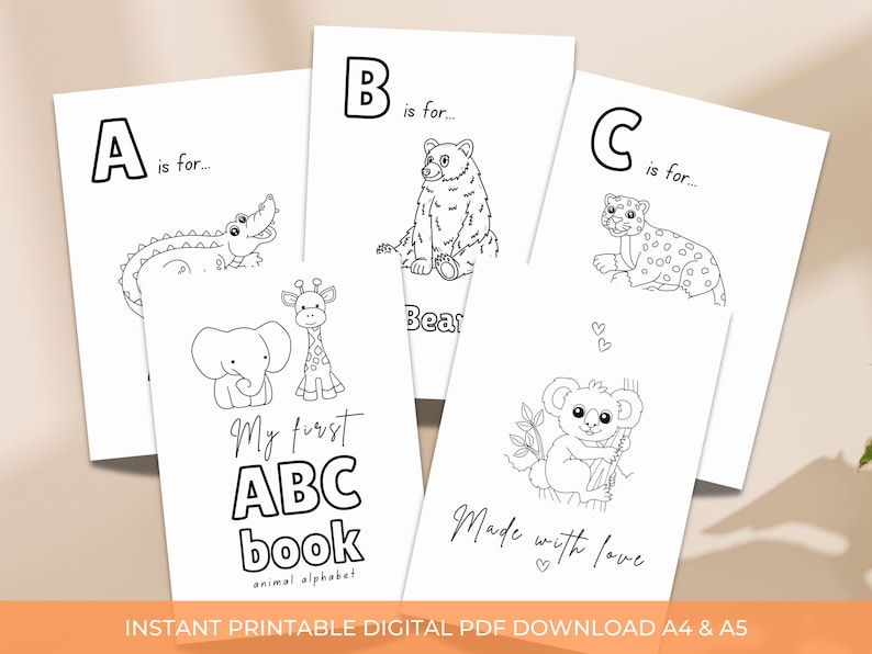 ABC Coloring Book, ABC Animal Coloring Book, Animal Alphabet, My First ...