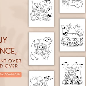 Printable Halloween Coloring Book, 25 Girl Witch Halloween Coloring ...