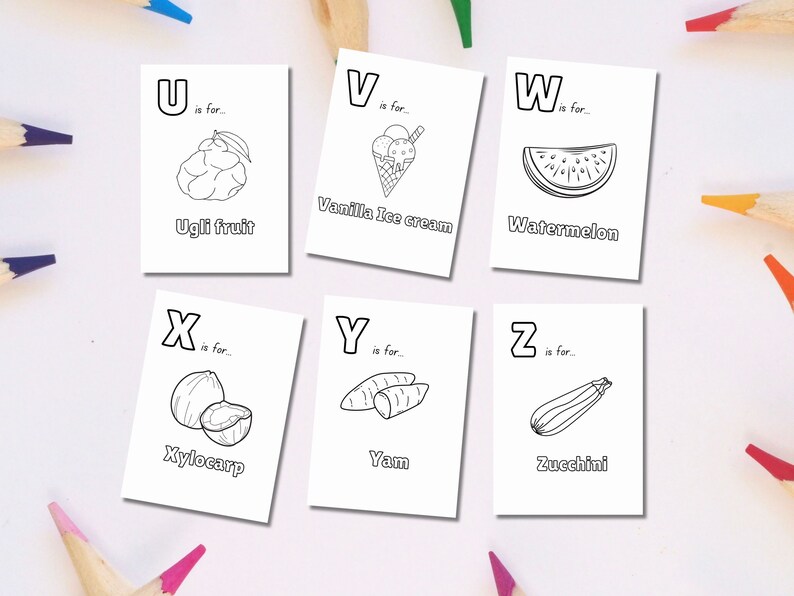 ABC Coloring Book, ABC Food Alphabet, ABC Coloring Pages, My Favourite ...