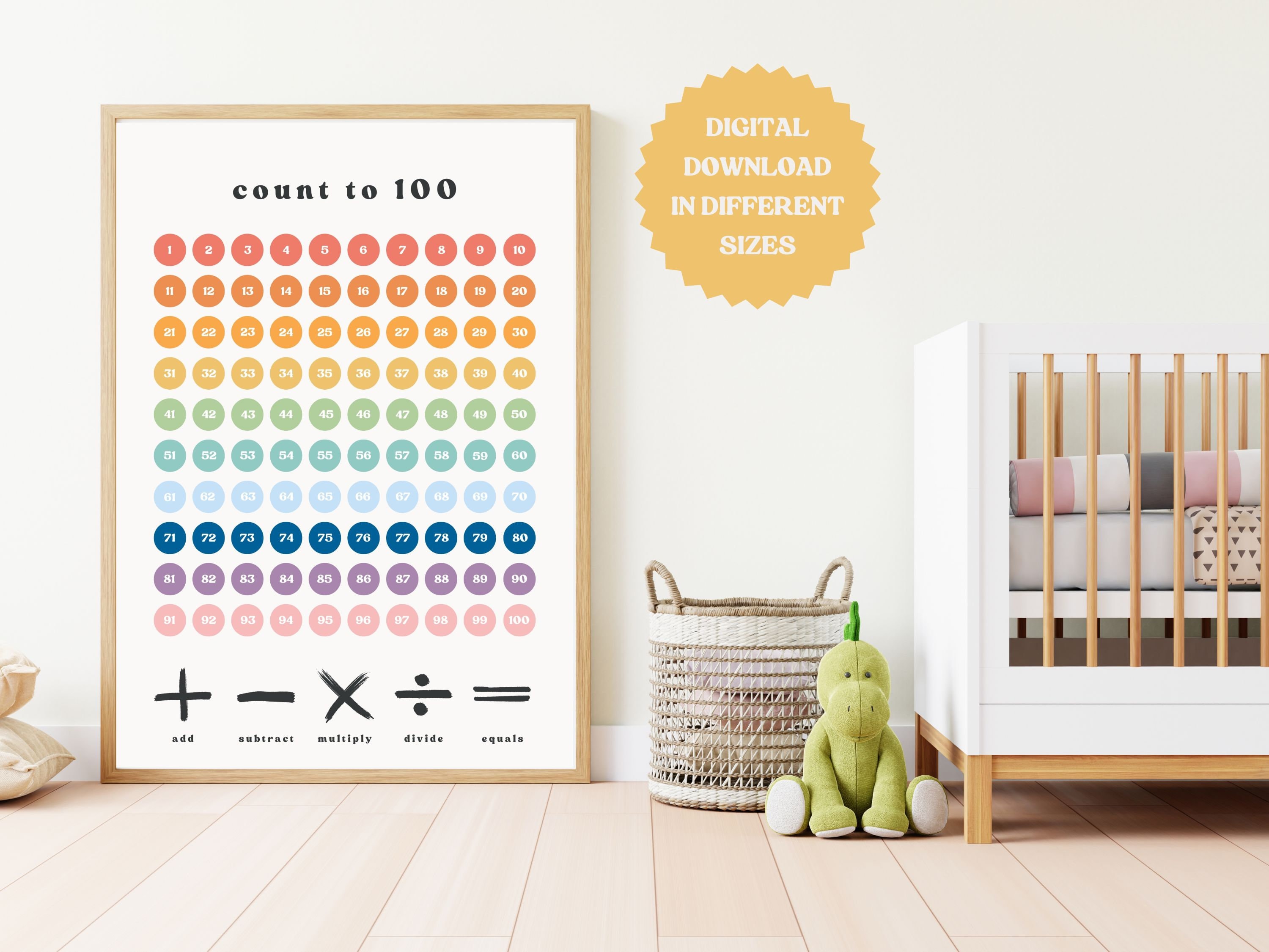 Rainbow Coloured Count to 100 Educational Poster, Math Poster ...