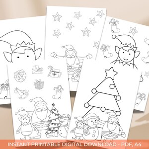 8 Christmas Elf Coloring Pages, Elf Printable, Christmas Coloring Book ...