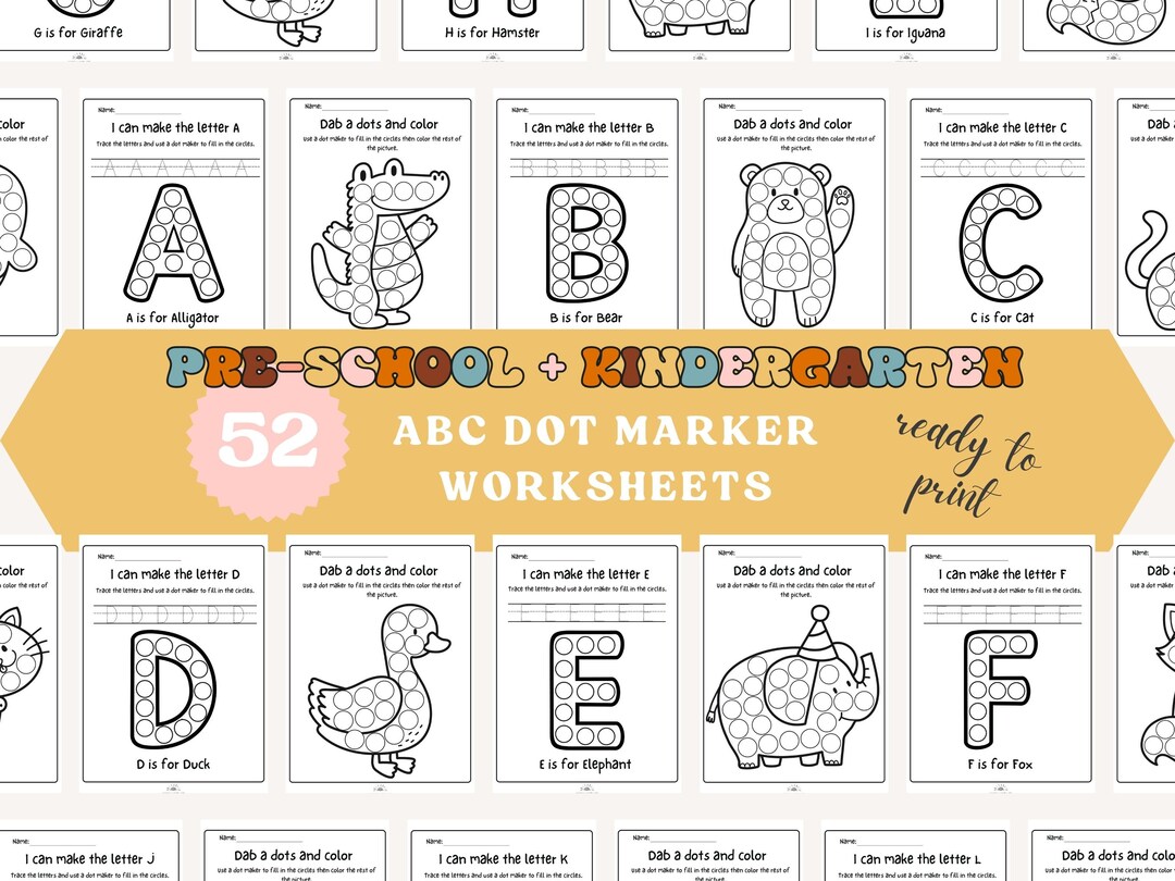 Animal ABC Dot Marker Worksheets, Pre-school Worksheets, Busy Book for ...
