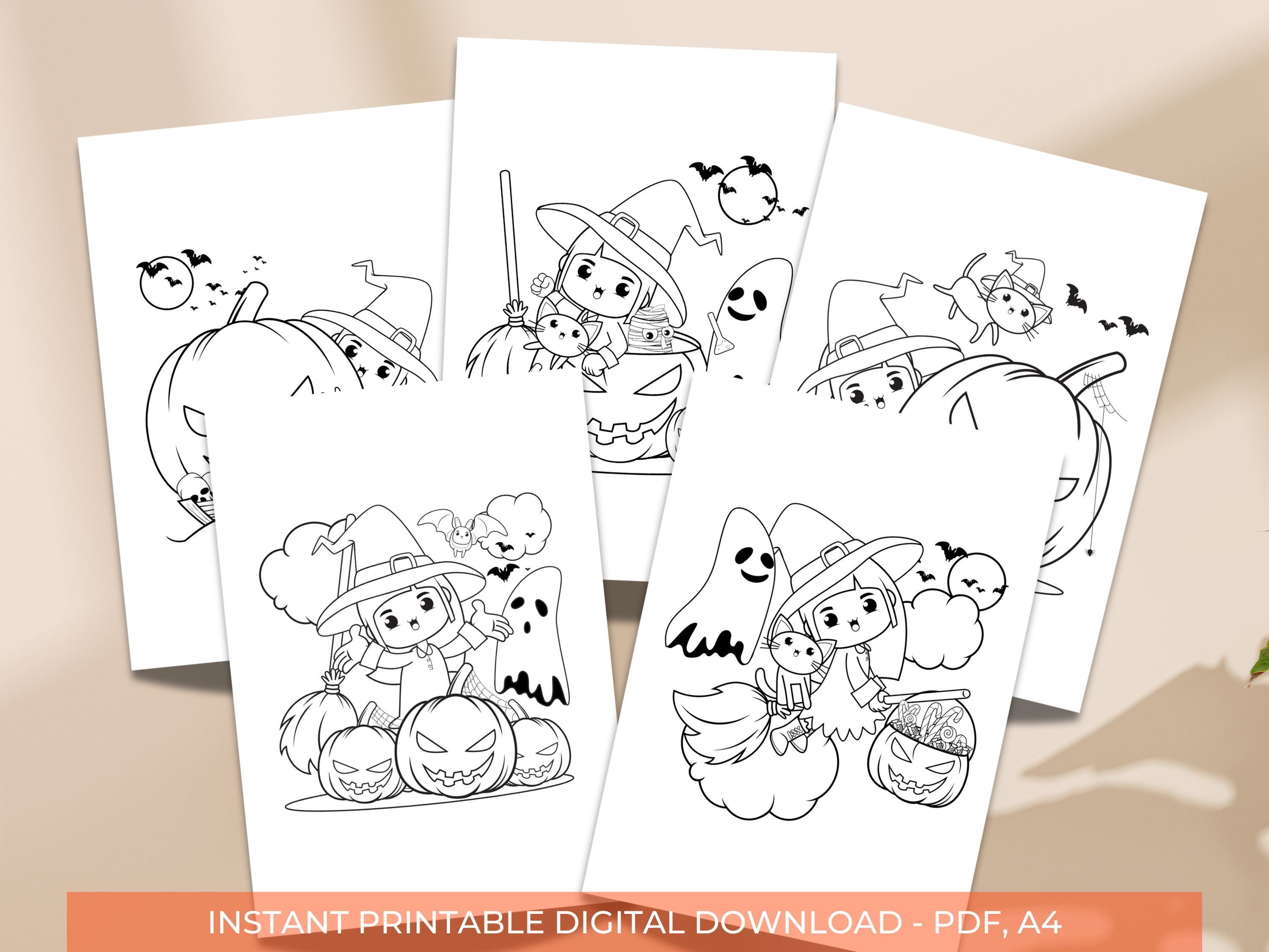Printable Halloween Coloring Book, 25 Girl Witch Halloween Coloring ...
