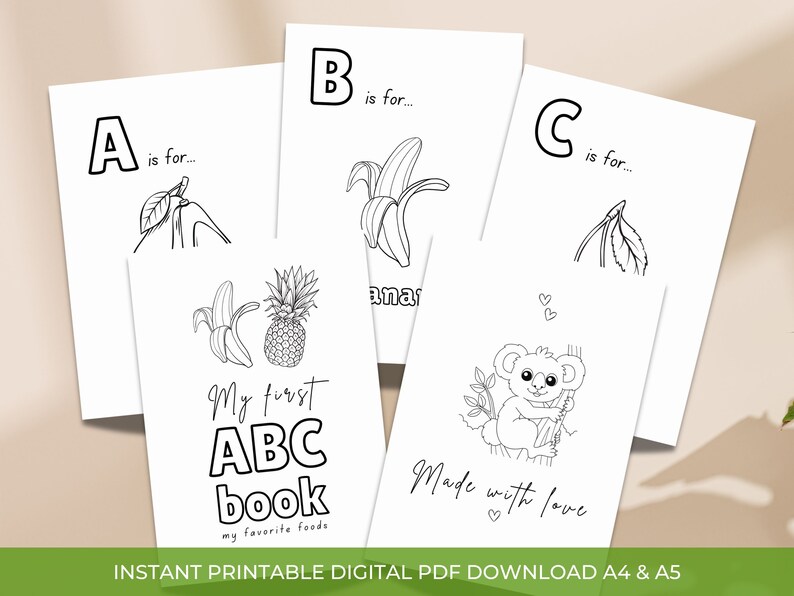 ABC Coloring Book, ABC Food Alphabet, ABC Coloring Pages, My Favourite ...