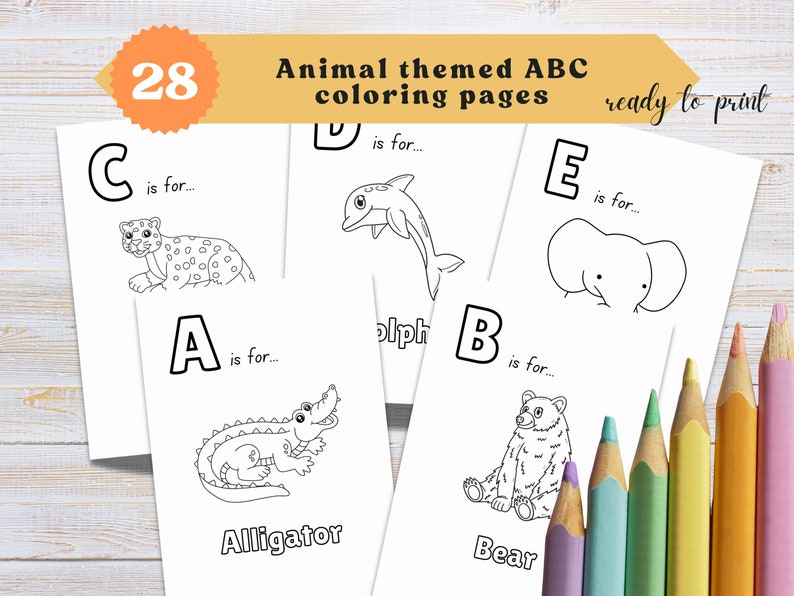ABC Coloring Book, ABC Animal Coloring Book, Animal Alphabet, My First ...