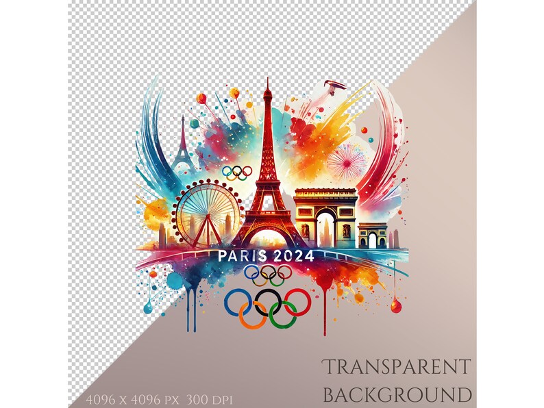 Paris 2024 Summer Olympics PNG Watercolor Eiffel Tower France Olympic ...