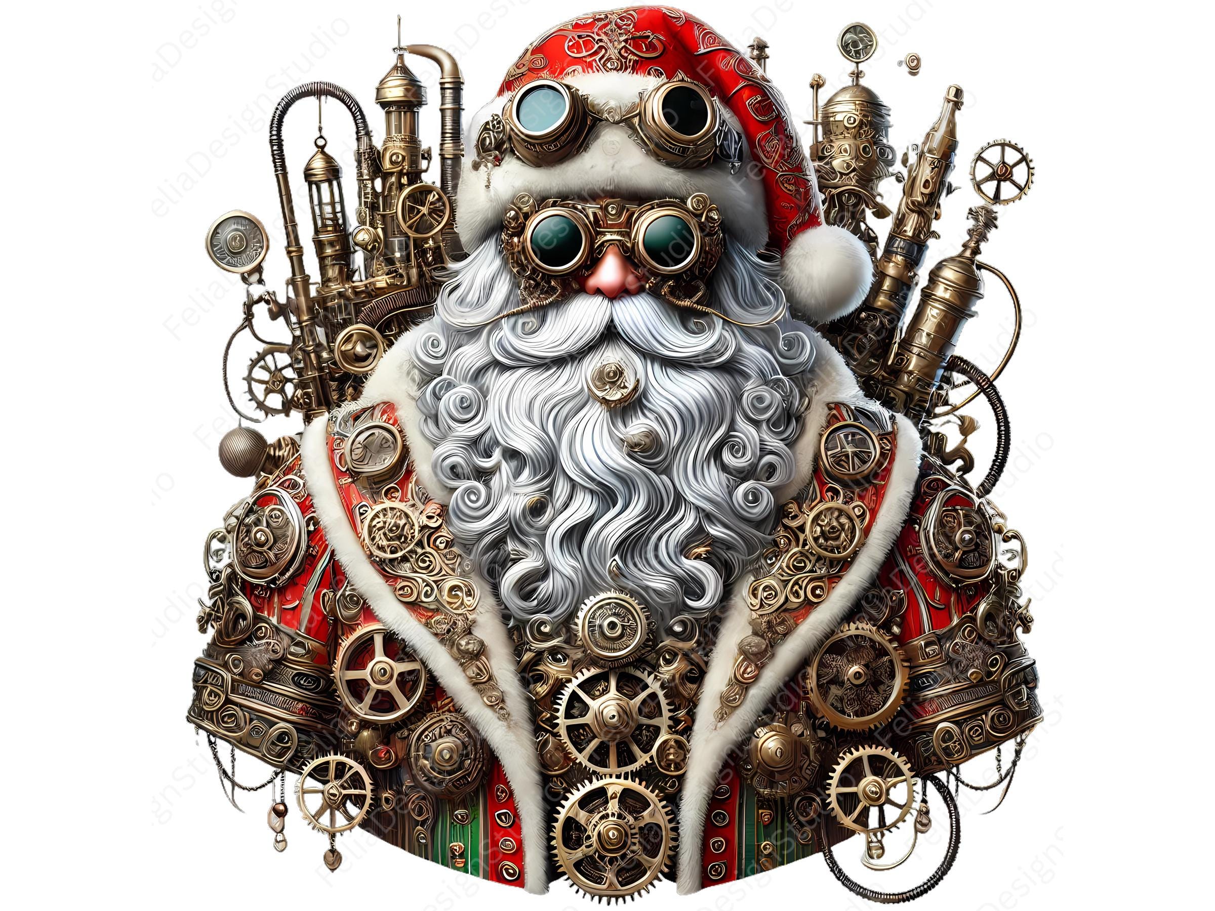 Steampunk Santa Clipart, Steampunk Santa Clause, 4 Pngs, Vintage ...