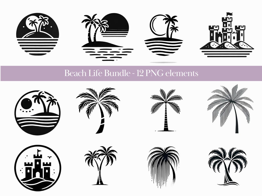 Palm Tree Clipart, Beach PNG, Palm Trees, Beach Scene Svg, Beach Design ...