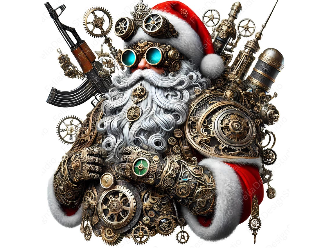 Steampunk Santa Clipart, Steampunk Santa Clause, 4 Pngs, Vintage ...