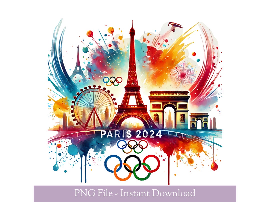 Paris 2024 Summer Olympics PNG Watercolor Eiffel Tower France Olympic ...