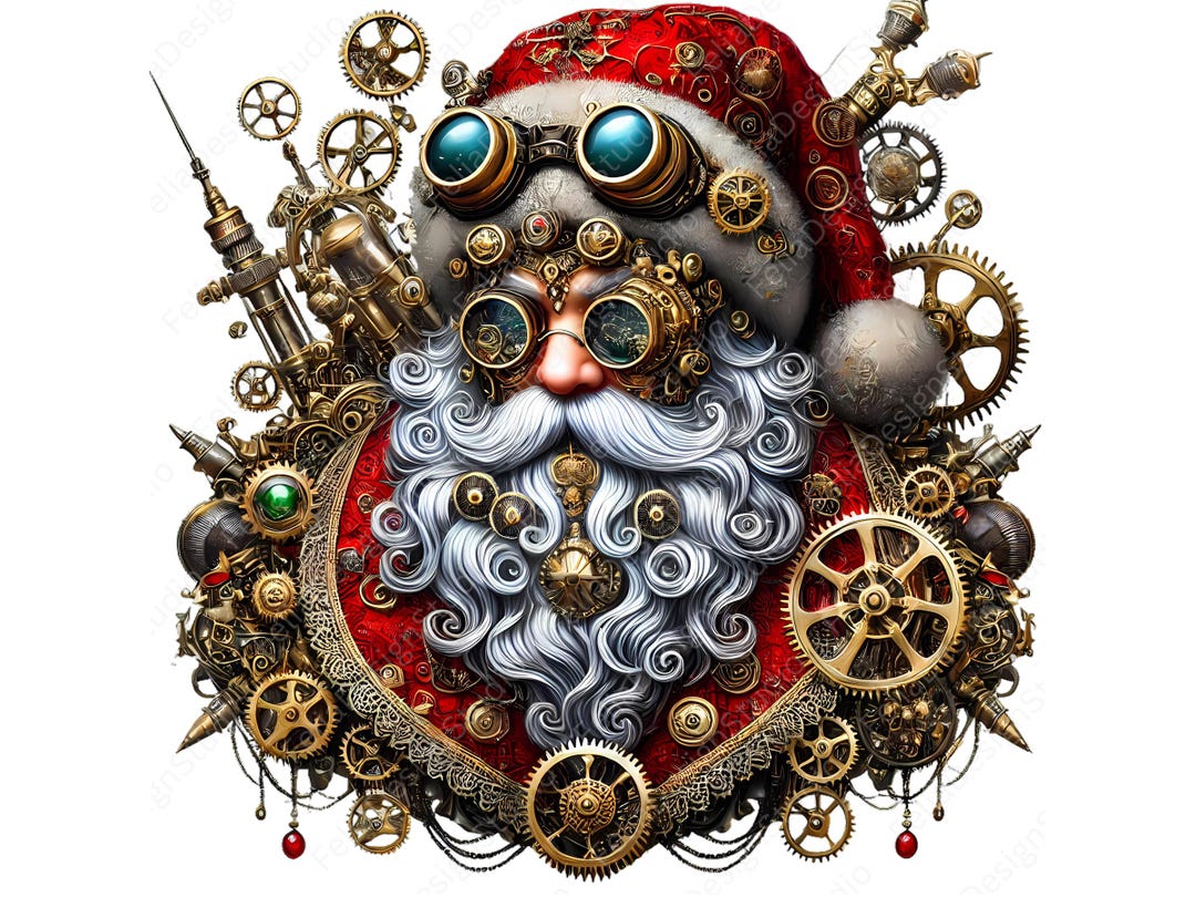 Steampunk Santa Clipart, Steampunk Santa Clause, 4 Pngs, Vintage ...