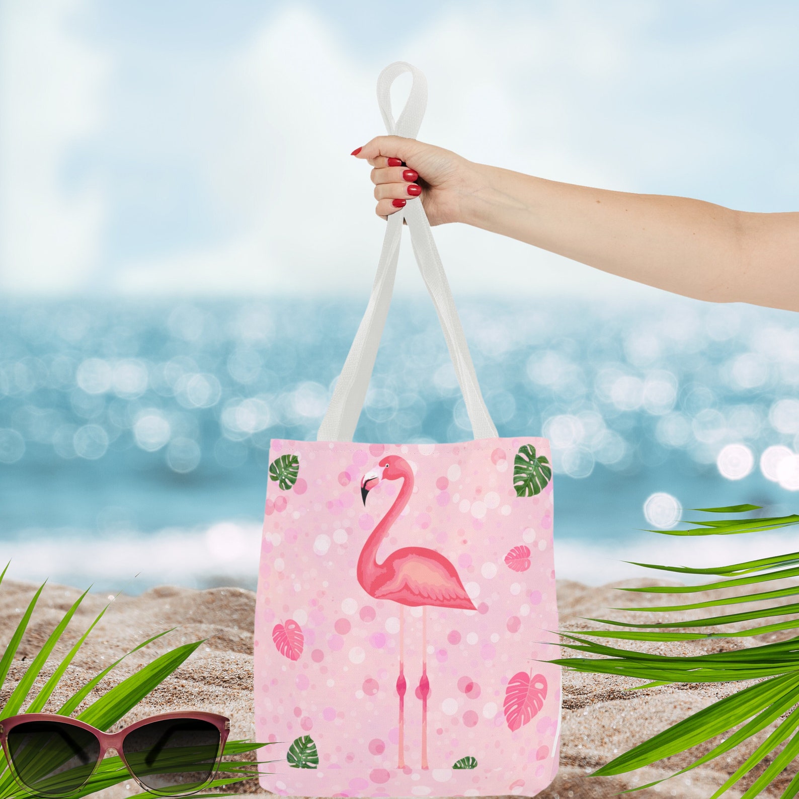 Tote Bag Flamingo Decorated Tropical and Elegant Style, Flamingo Fabric ...