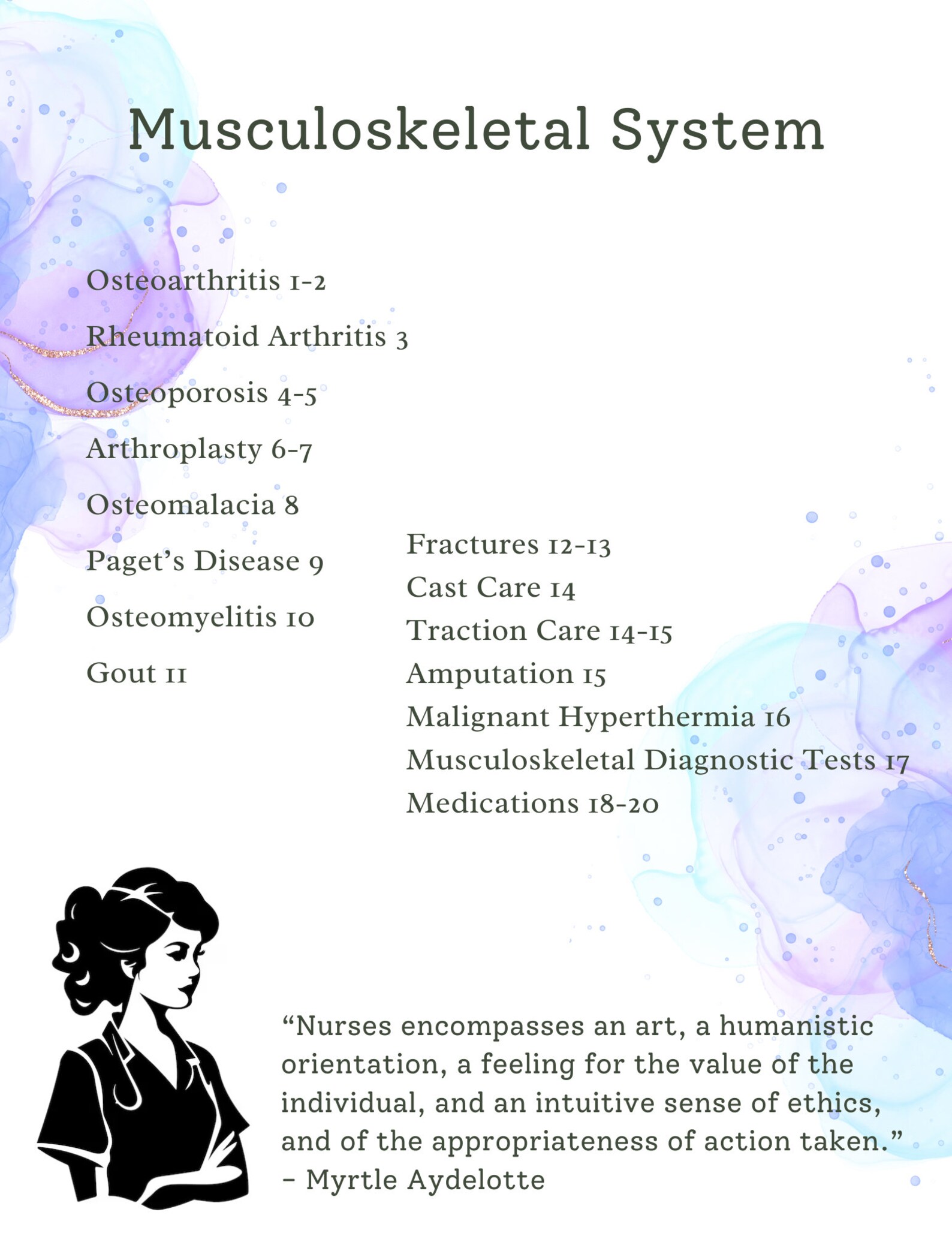 Musculoskeletal System Review | Nursing School Notes | Nursing Exam ...