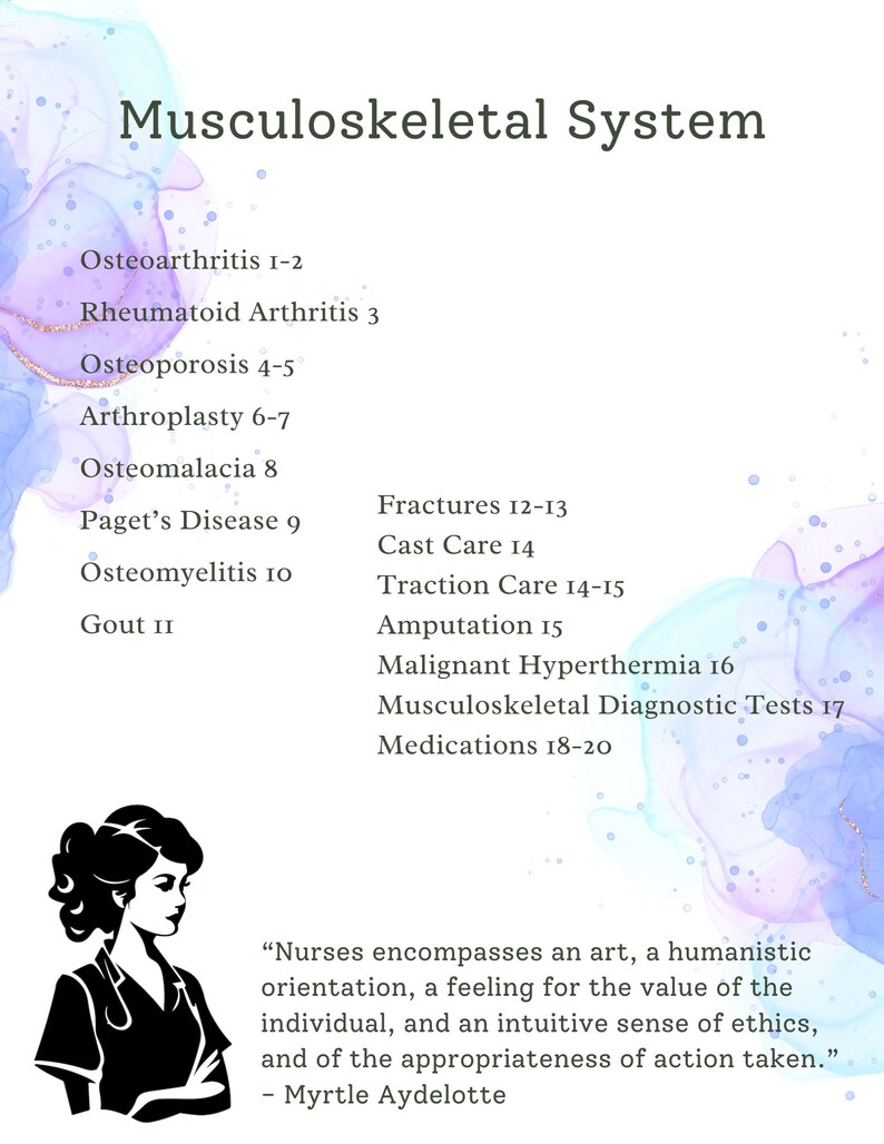 Musculoskeletal System Review | Nursing School Notes | Nursing Exam ...