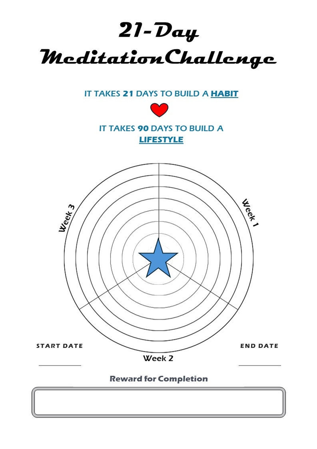 21 Day Meditation Challenge Tracker - Etsy