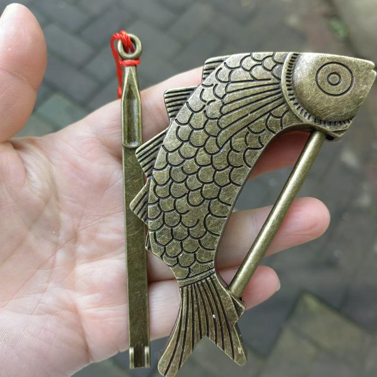 Antiqued Asian Metal Combination Lock Lucky Gift, Vintage Style Fish ...