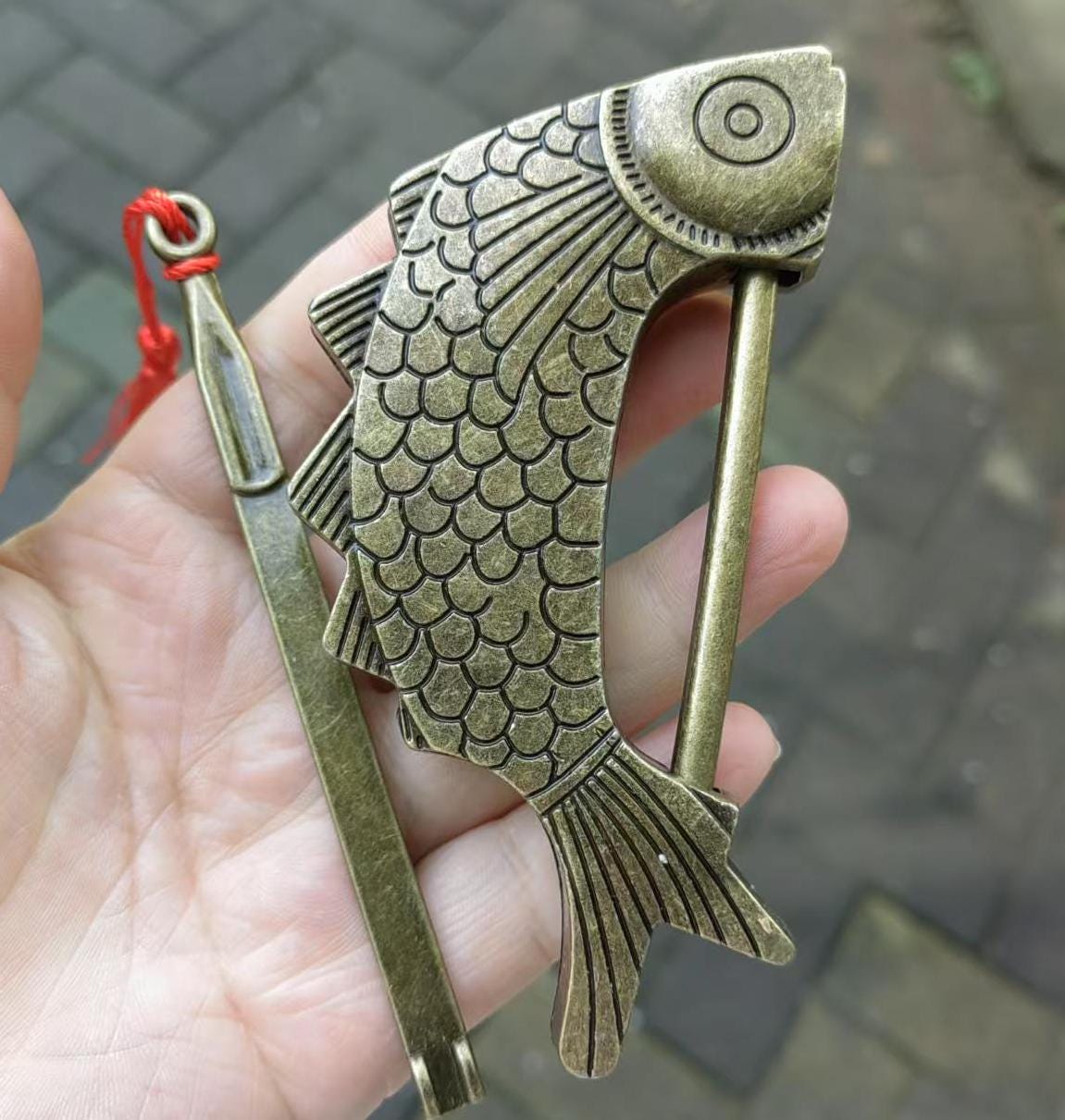 Antiqued Asian Metal Combination Lock Lucky Gift, Vintage Style Fish ...