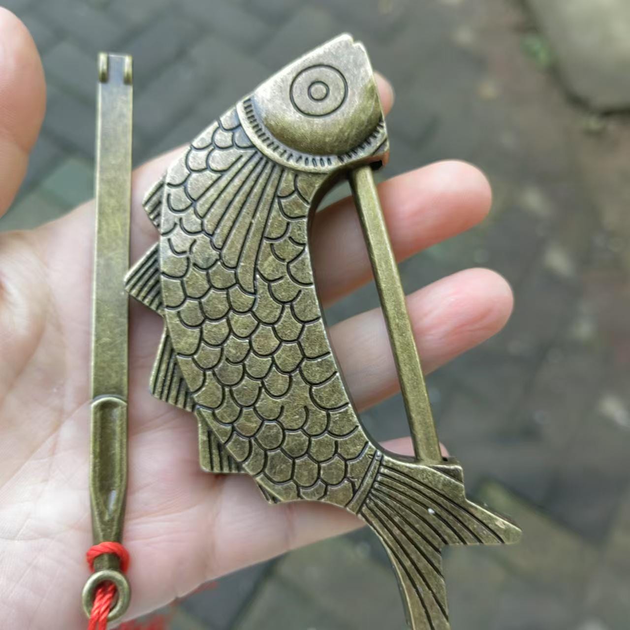 Antiqued Asian Metal Combination Lock Lucky Gift, Vintage Style Fish ...