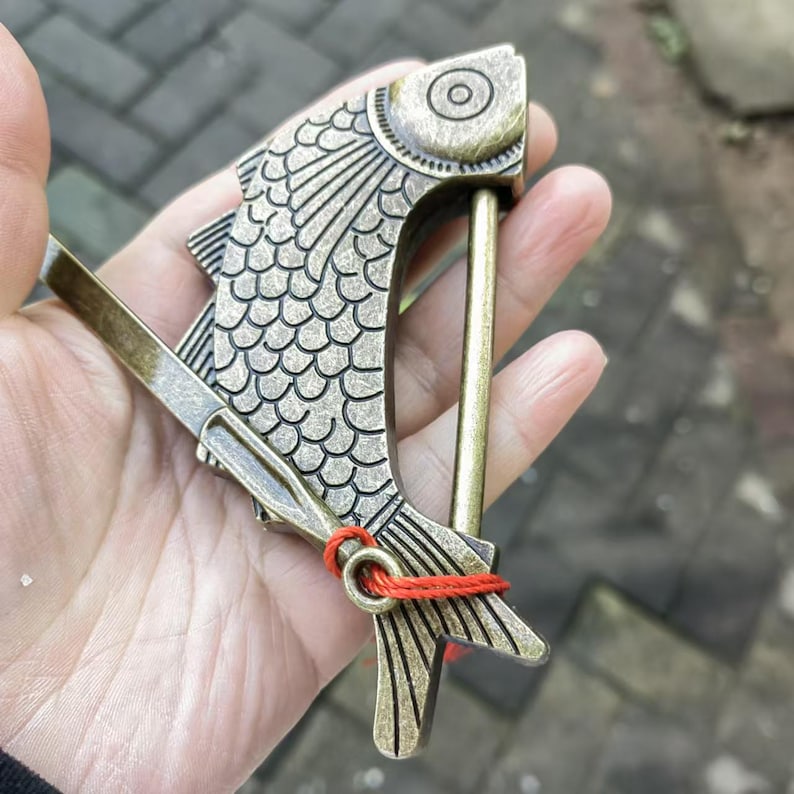 Antiqued Asian Metal Combination Lock Lucky Gift, Vintage Style Fish ...