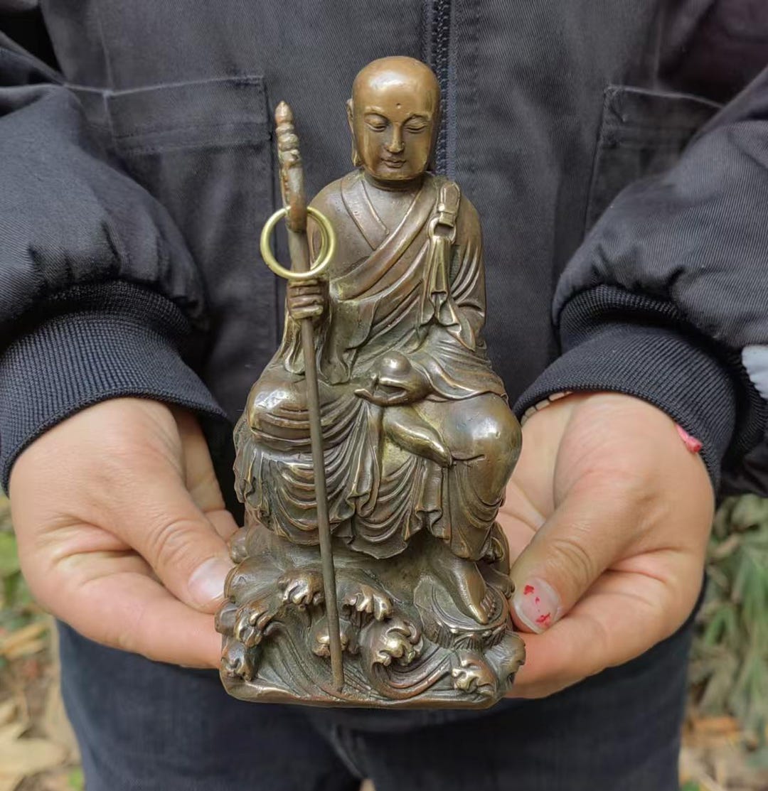 Bronze Buddha Ksitigarbha Bodhisattva Sitting Posture Dizang Pusa ...