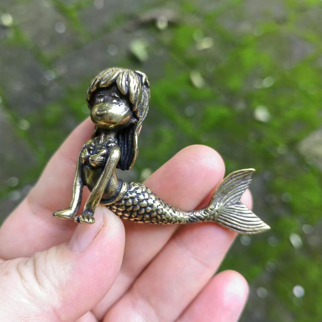 Copper Art Brass Mermaid Statue Gift, Mermaid Figurine Sculpture ...