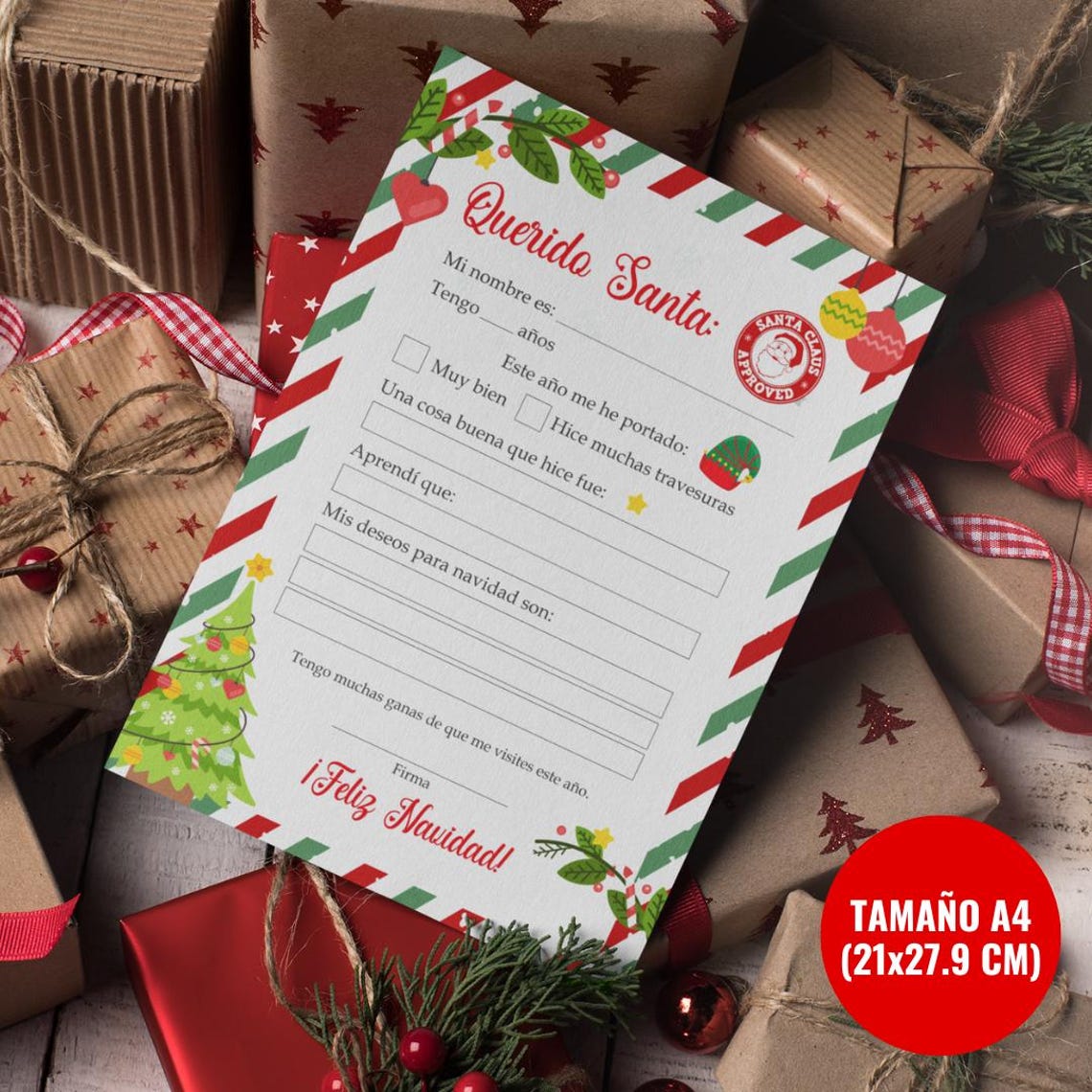Plantilla de carta editable a Santa para niños, carta a Santa, carta ...