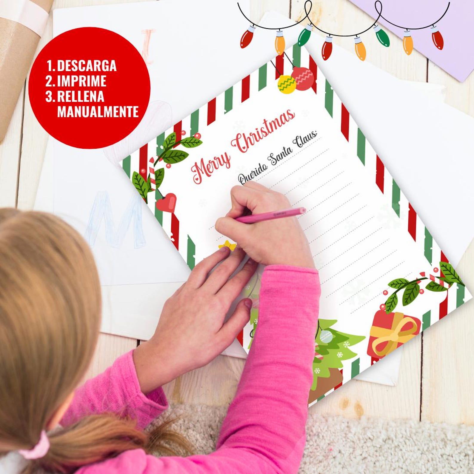 Plantilla de carta editable a Santa para niños, carta a Santa, carta ...