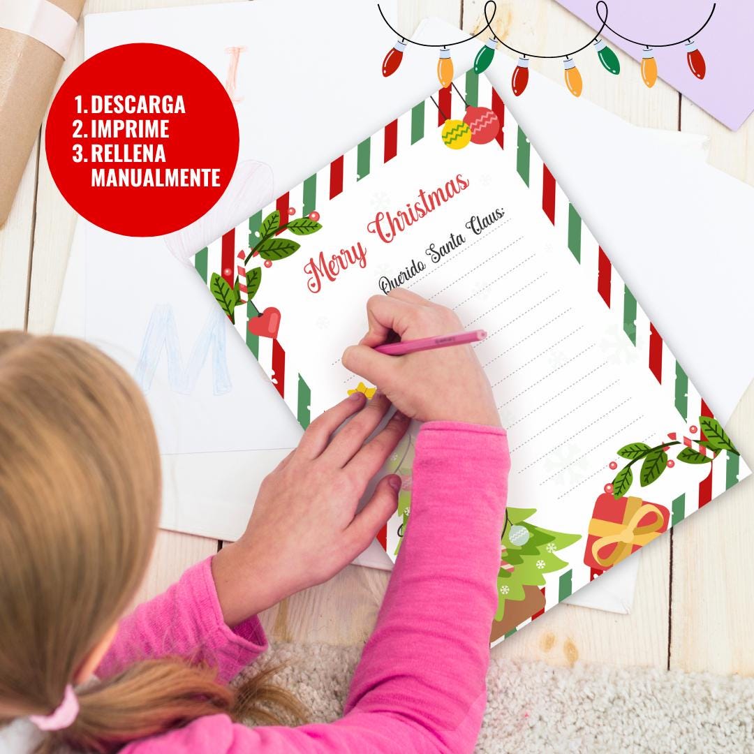 Plantilla de carta editable a Santa para niños, carta a Santa, carta ...