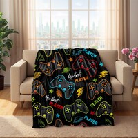 Fleece Video Gaming Controllers Planket Quillow Pillow Blanket 55"x 55 ...