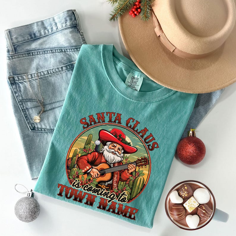 Comfort Colors® Santa Claus is Coming to Town Christmas T-shirt, Santa ...