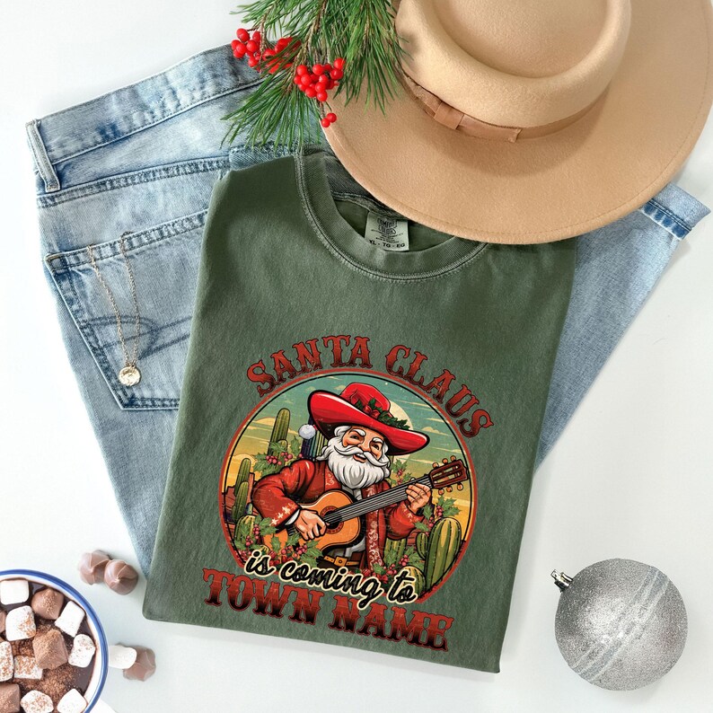 Comfort Colors® Santa Claus is Coming to Town Christmas T-shirt, Santa ...