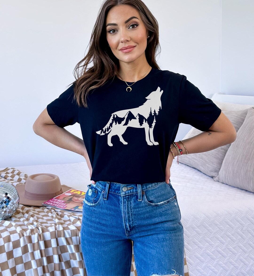Wolf Shirt | Howling Wolf Tee | Floral Wolf | Wolf Lover Gift | Animal ...