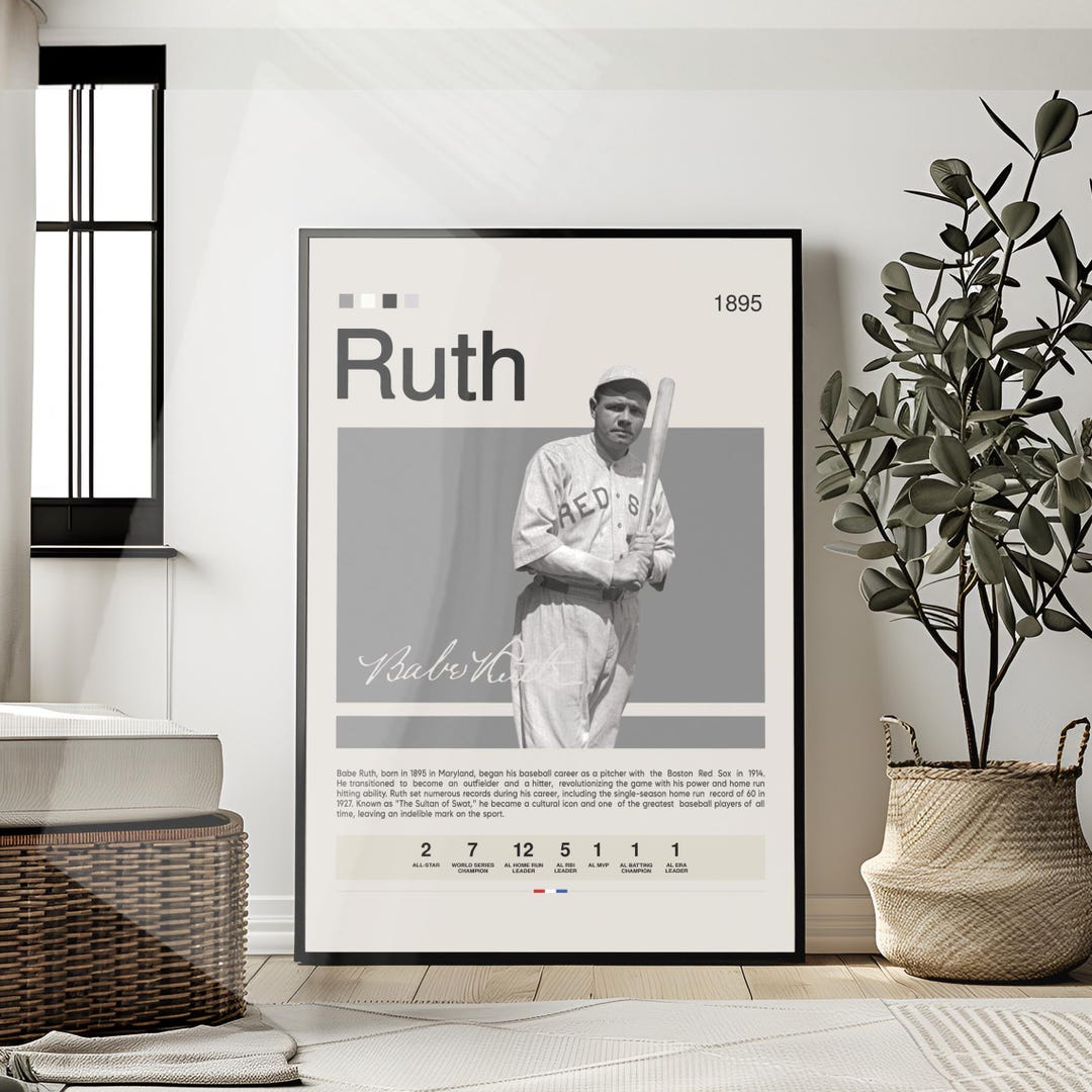 PREMIUM Babe Ruth Poster, Yankees Print, Sports Poster, Baseball Wall ...