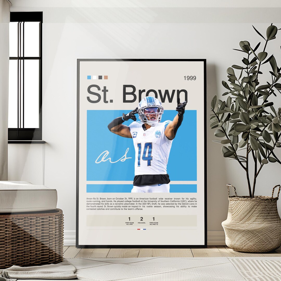 PREMIUM Amon-ra St. Brown Poster, NFL Wall Art, Sports Poster, Sports ...