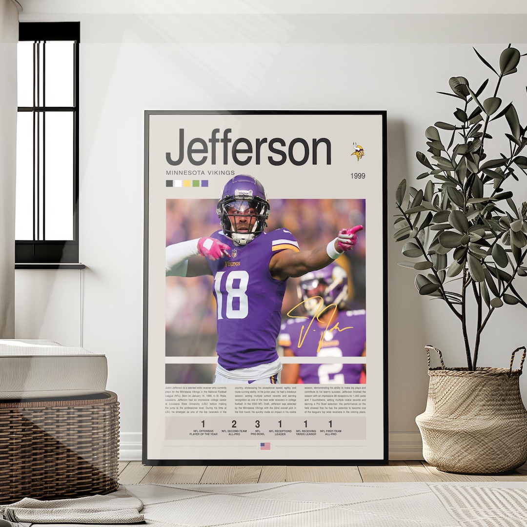 PREMIUM Justin Jefferson Poster, Sports Poster, NFL Wall Art, Football ...