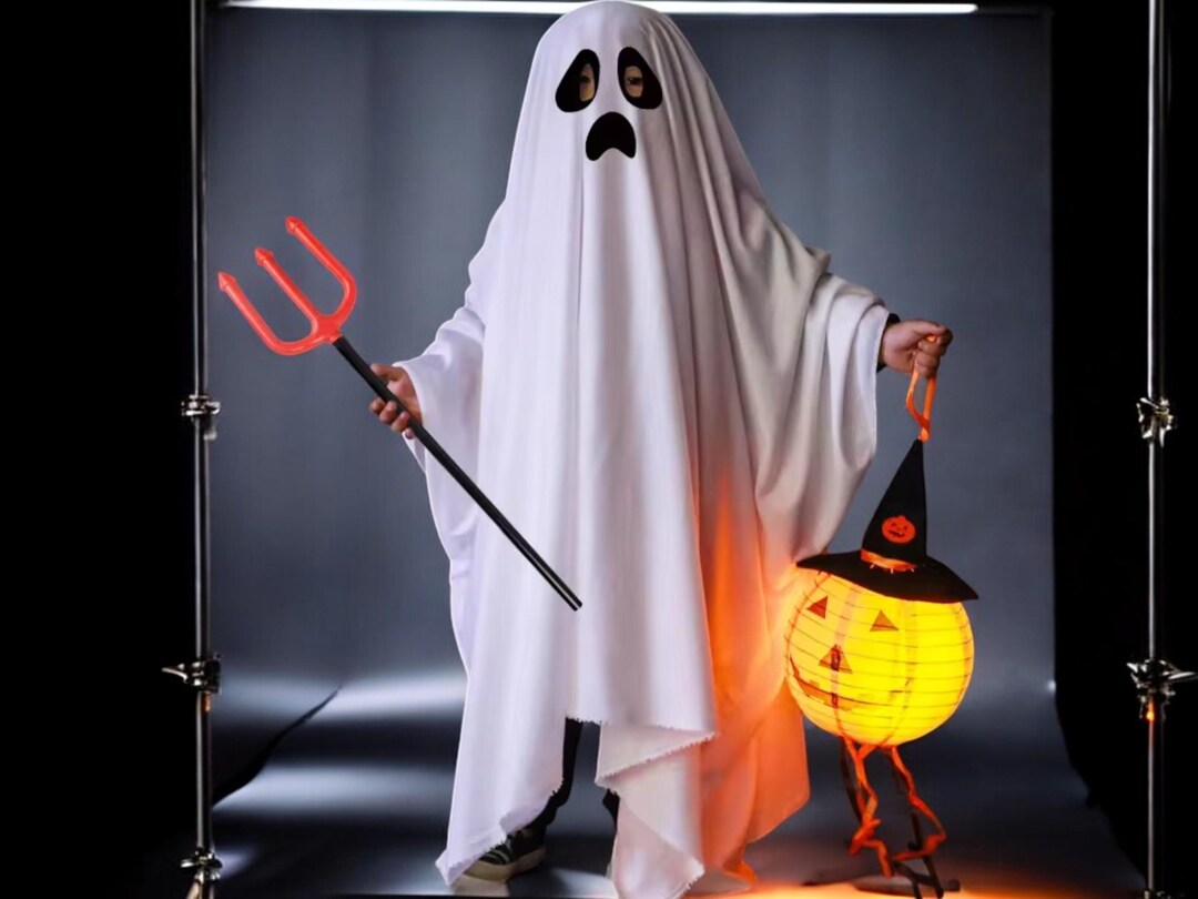 Halloween Ghost & Devil Cloak Costume for Kids Horror Cloak With Devil ...