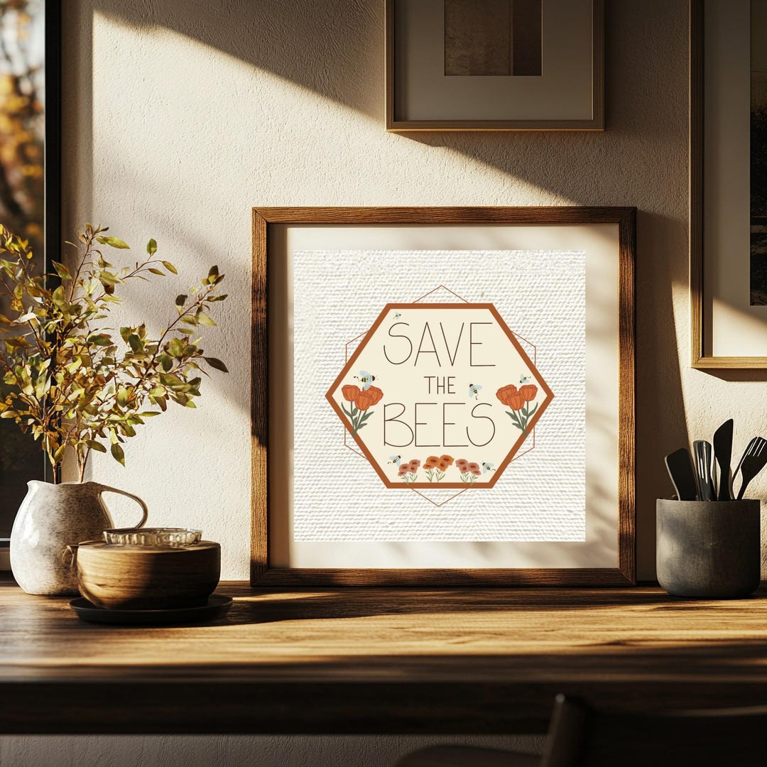Bee Conservation Wall Art Save the Bees Print Decor Honeybee Nature ...