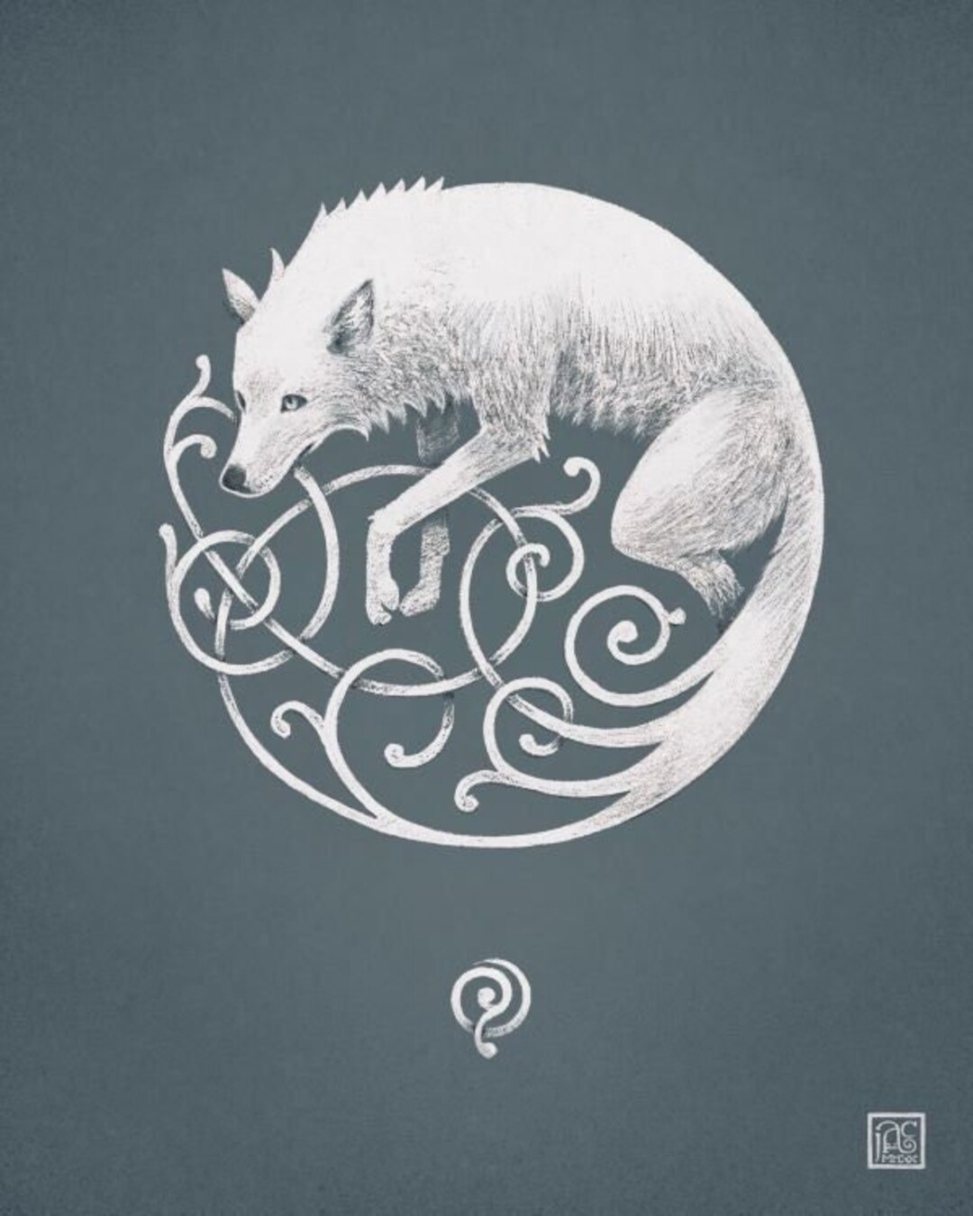 White Wolf Fenrir Celtic Knot Art Print - Etsy