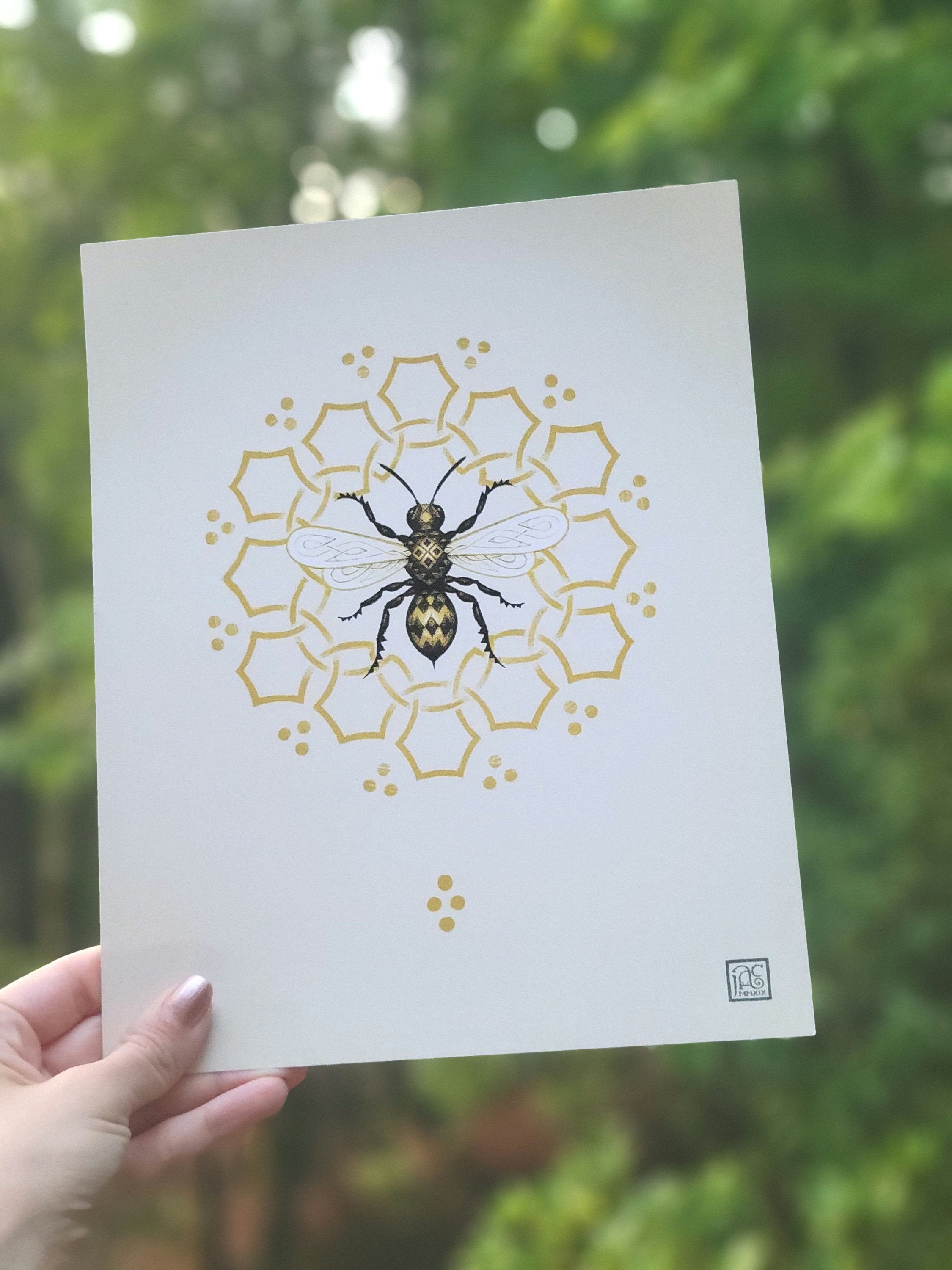 Bee Art Print Celtic Knotwork Nature Honey Comb Beekeeper - Etsy