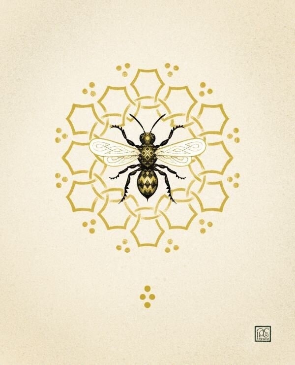 Bee Art Print Celtic Knotwork Nature Honey Comb Beekeeper - Etsy