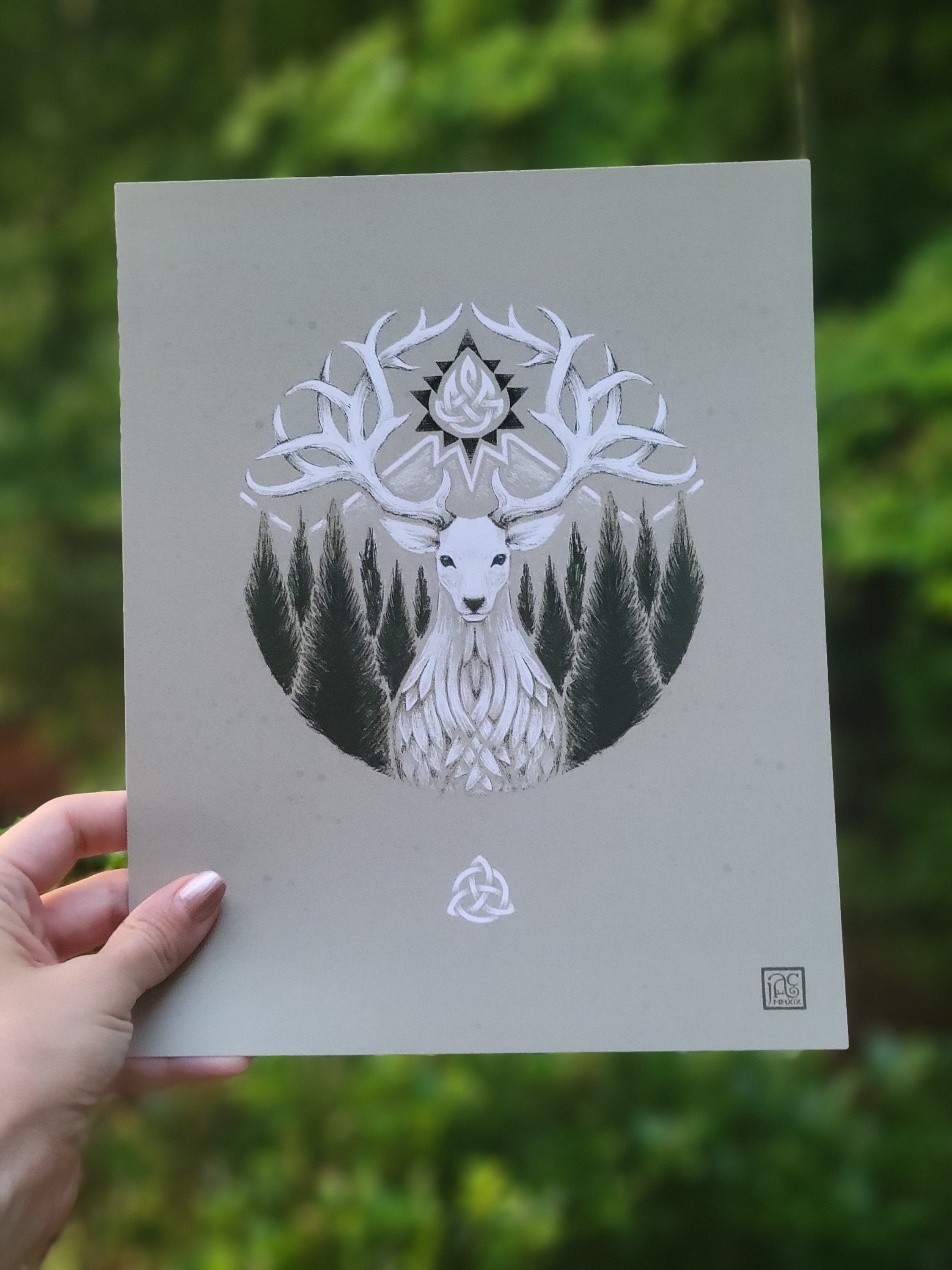 White Stag Hart Celtic Knotwork Art Print - Etsy