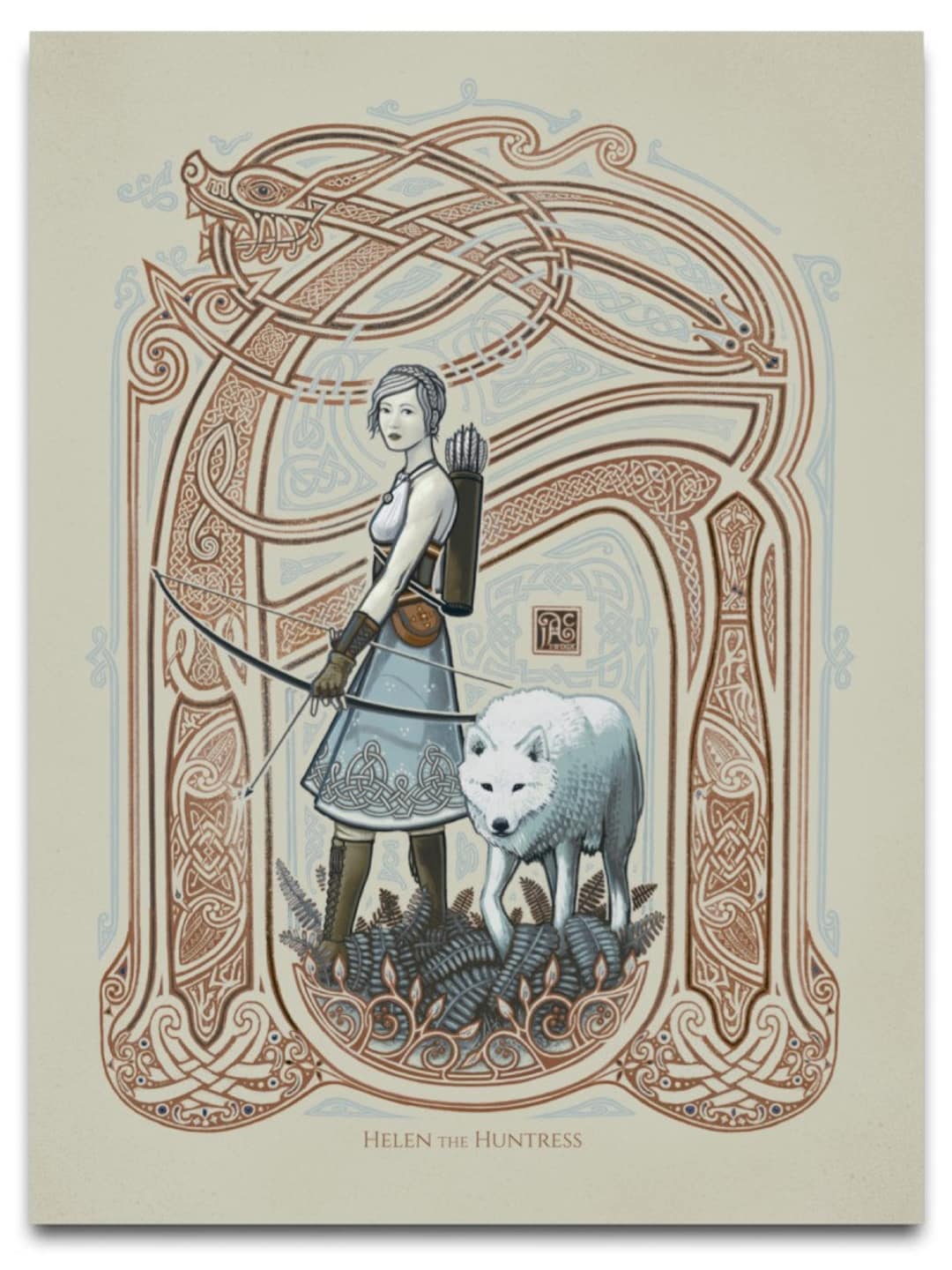 Helen the Huntress Wolf Archer Celtic Art Poster Illustration - Etsy
