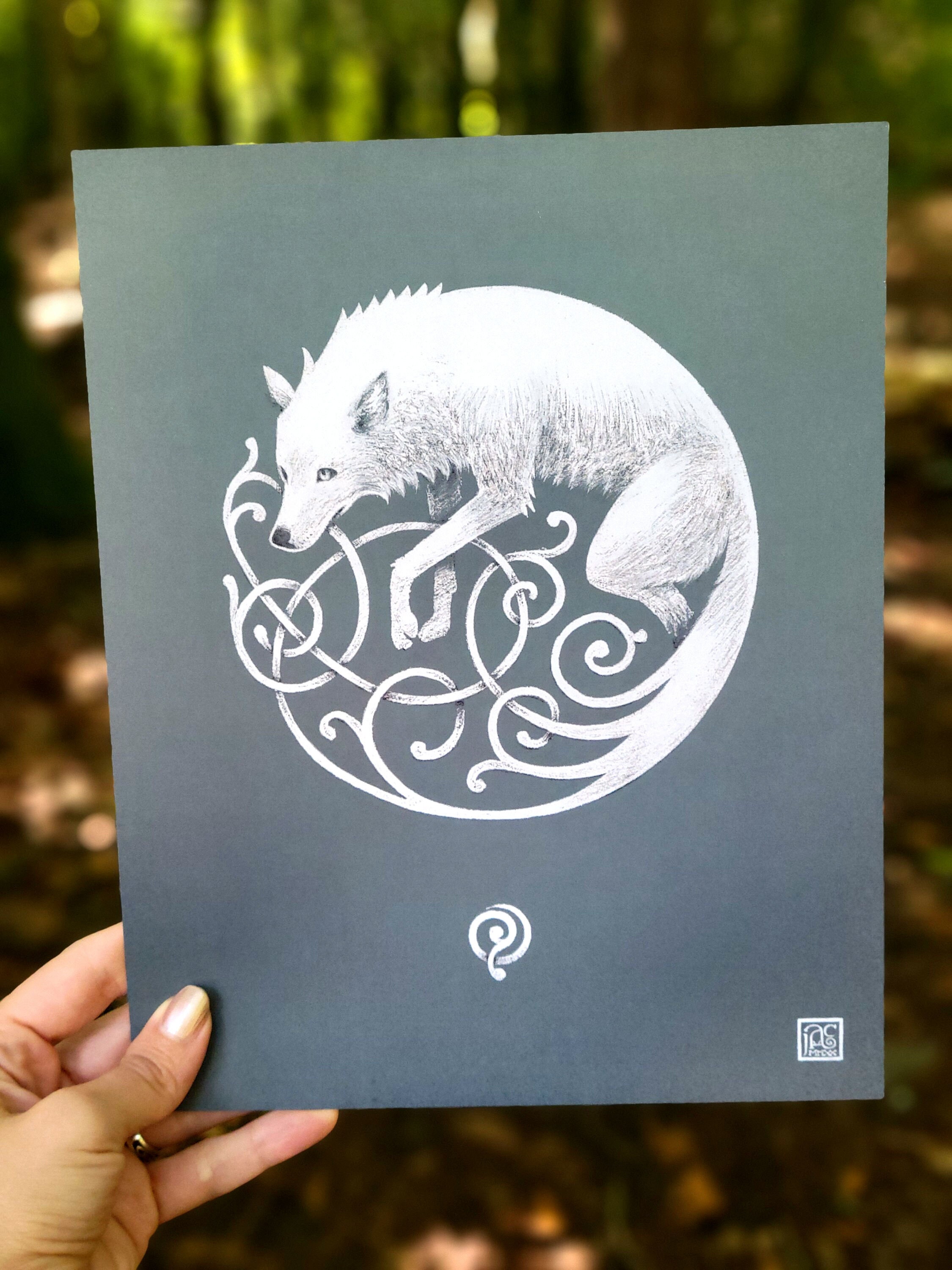 White Wolf Fenrir Celtic Knot Art Print - Etsy