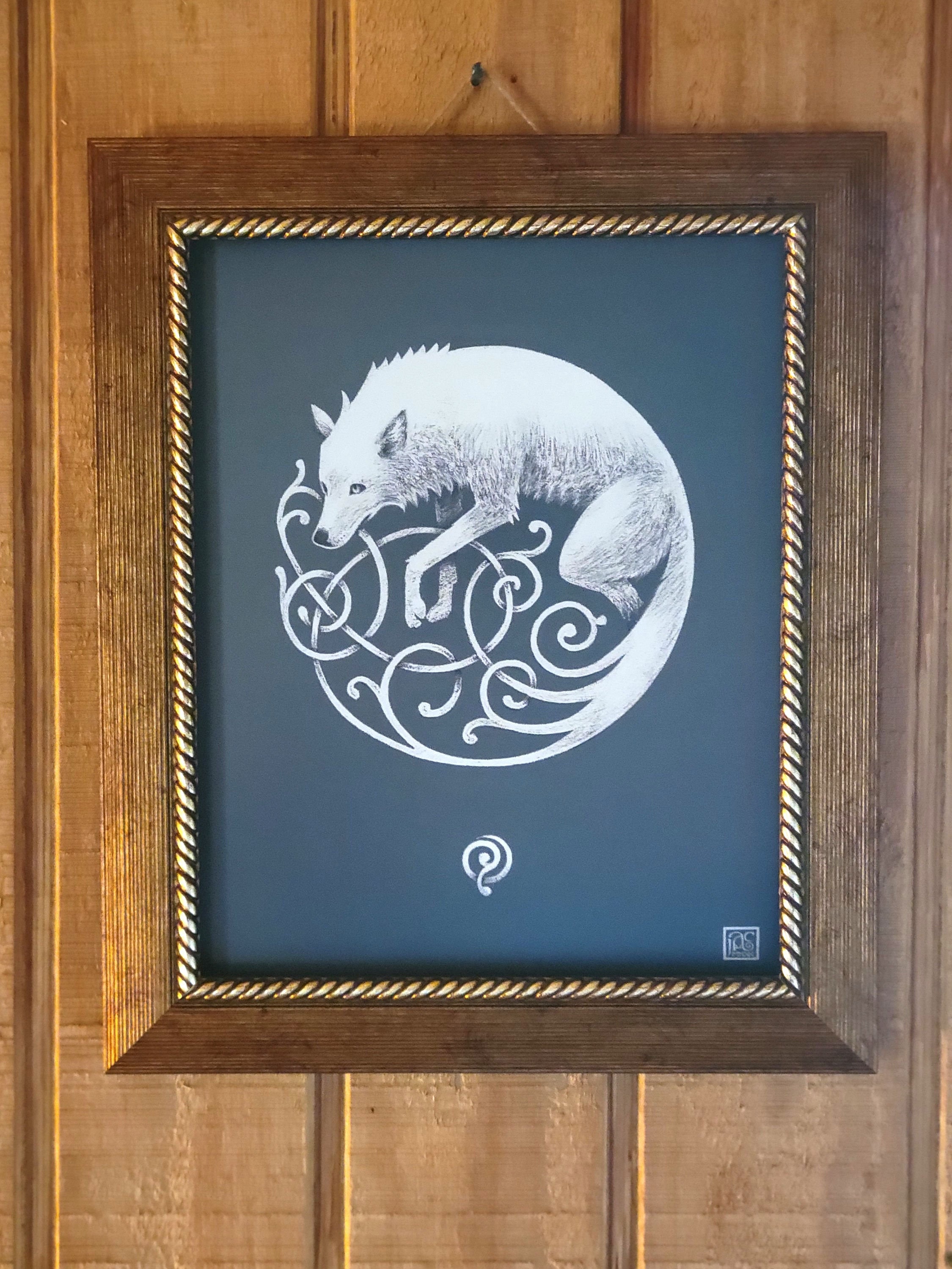 White Wolf Fenrir Celtic Knot Art Print - Etsy