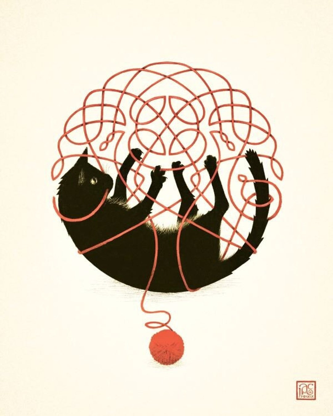 Black Cat Celtic Knotwork Art Print - Etsy