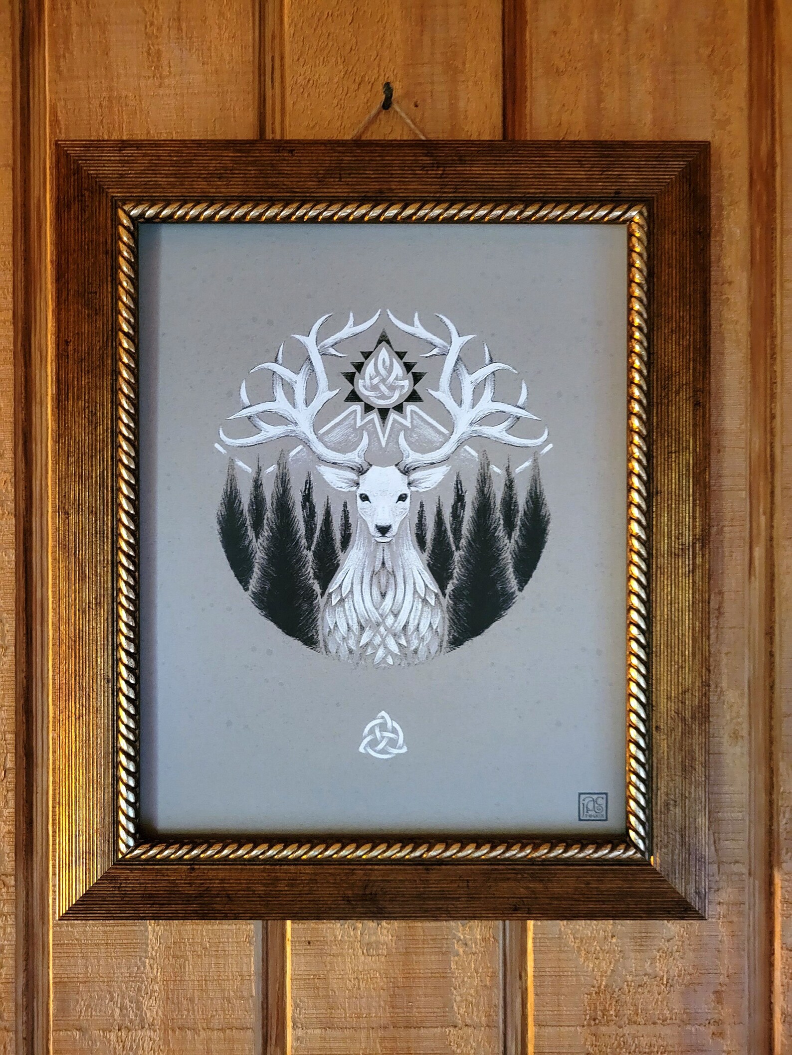 White Stag Hart Celtic Knotwork Art Print - Etsy