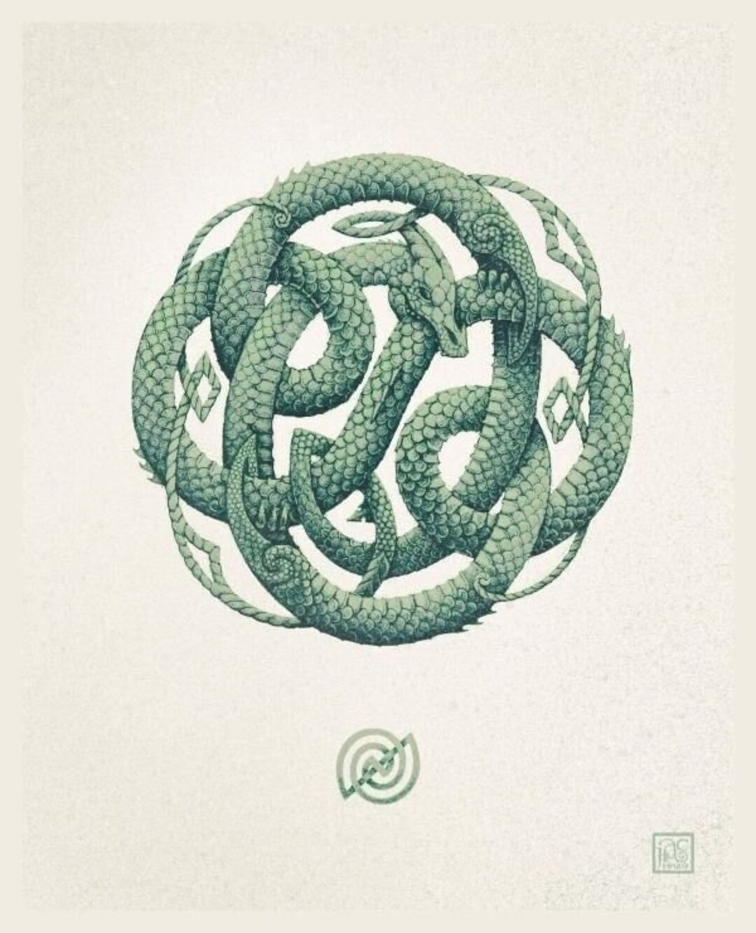 Sea Dragon Ouroboros Celtic Knotwork Art Print - Etsy